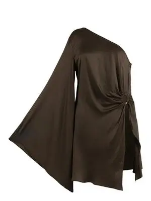 THE ETHOS STUDIO Gaia Asymmetric Mini Dress - Brown