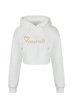 REJECTED HEARTS CLUB Embroidered Cropped Hoodie - White