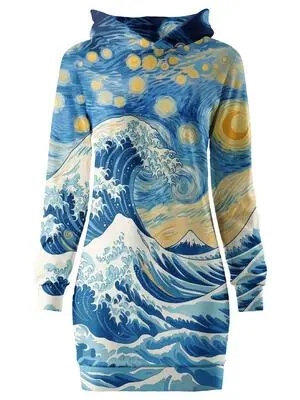 ALOHA FROM DEER Oversized Hoodie Dress - Blue
