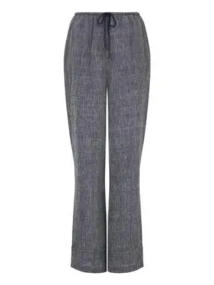 THE SUMMER EDIT Linen Drawstring Trouser - Blue
