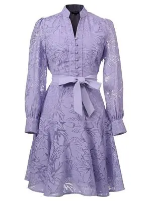 SMART AND JOY Organza Floral Lace Mini Dress - Purple