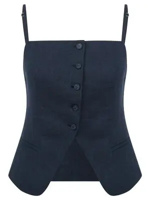 NAZLI CEREN Marona Linen Top - Blue
