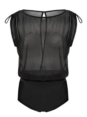 SEROTONE SWIM Mesh Top One Piece - Black