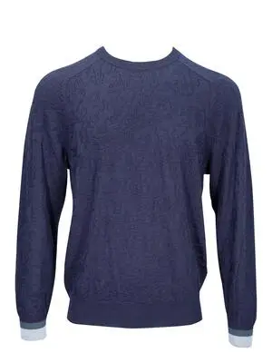LORDS OF HARLECH Colin Jacquard Paisley Sweater - Blue