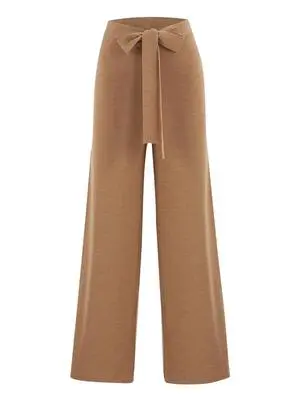 PERALUNA Bell Bottom Knit Trousers - Brown