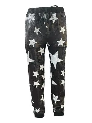 ANY OLD IRON Reversible Sequin Star Joggers - Silver/black/white