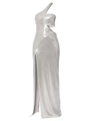 AGGI BY HALEWSKI Sheyla Asymmetric Maxi Dress - Silver