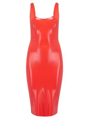 ELISSA POPPY Latex Midi Dress - Red