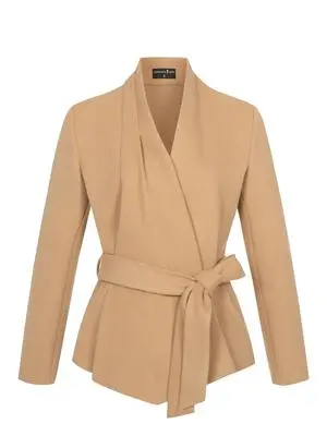 MARIANNA DÉRI Wrap Jacket With Shawl Collar - Brown