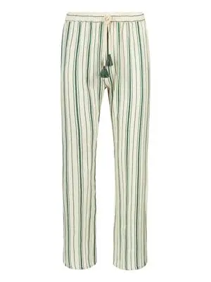 BOUTIQUE KAOTIQUE Striped Beach Trousers - White