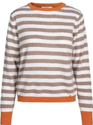TIRILLM Sasha Striped Cashmere Pullover - Brown/white/orange