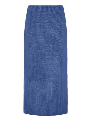 CARA & THE SKY Chloe Knitted Midi Skirt - Blue