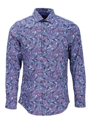 LORDS OF HARLECH Norman Skull Paisley Shirt Sapphire - Blue
