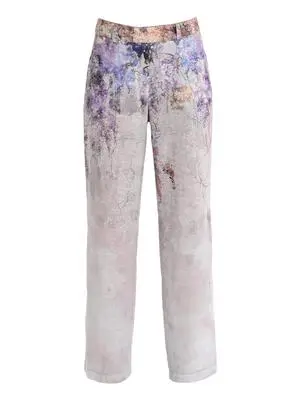 LALIPOP DESIGN Abstract Floral Print Wide-leg Pants - Black