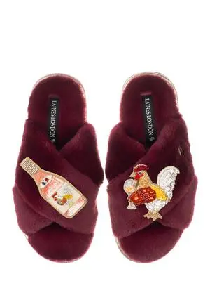 LAINES LONDON Laines London Classic Slippers With Brooches Red