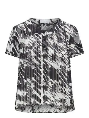 AUGURI Monochrome Cape Blouse - Black/white