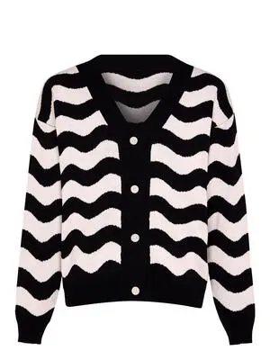 INGMARSON Wave Design Wool & Cashmere Cardigan