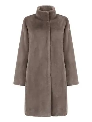 ISSY LONDON Bette Faux Fur Coat - Brown