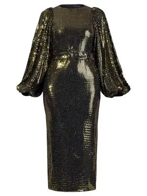 MEEM LABEL Willow Sequin Midi Dress - Gold