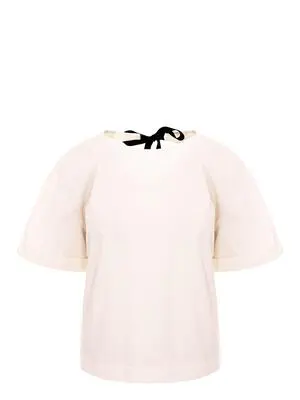 IPANOMI Cotton Twill Top With Tie Detail - White