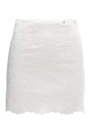 NISSA Embroidered Mini Skirt - White