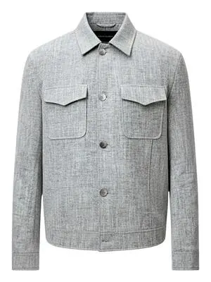 STOVARIA Handwoven Yak Wool Blend Shirt Jacket - Grey