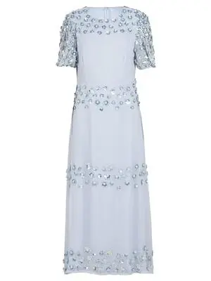 ROSE & NANCY Hand Embellished Midi Dress - Blue