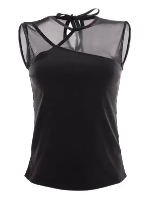 SILVIA SERBAN Mesh Cutout Top - Black