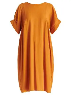 PAISIE Relaxed Fit Viscose Dress With Bow Detail - Yellow