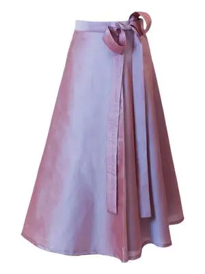 RICHA SHARMA Wrap Around Midi Skirt In Silk - Pink