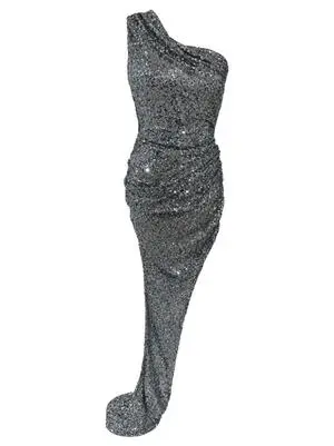 MONICE LONDON Mimi One Shoulder Sequin Gown - Silver