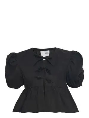 ATS THE LABEL Crop Top With Ribbon Tie Detail