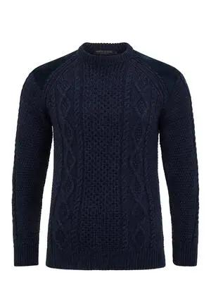 PAUL JAMES KNITWEAR Chunky Merino Wool Archie Shooting Jumper - Blue