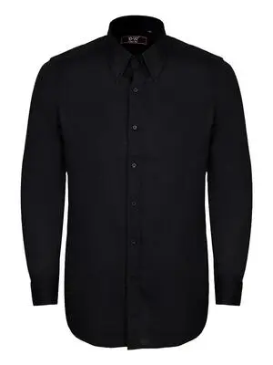 DAVID WEJ Hugo Linen Pin Down Shirt - Black
