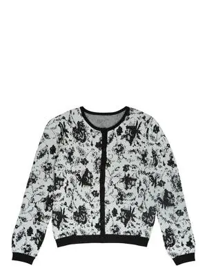 ROCH PEREL Metallic Jacquard Knit Cardigan - Silver