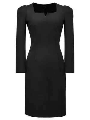 SMART AND JOY Fitted Dress With Puff Sleeves - Black