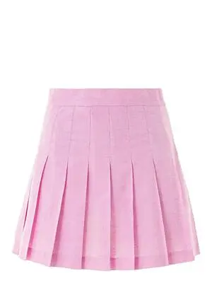 LITA COUTURE Linen Blend Pleated Wrap Skirt - Pink