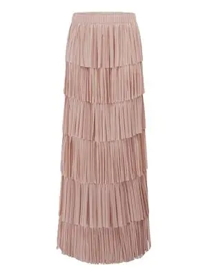 SMART AND JOY Layered Ruffled Knit Skirt - Pink