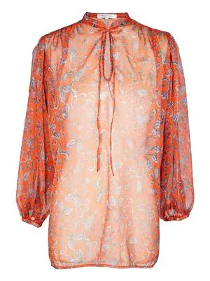 JENNAFER GRACE Clara Bishop Sleeve Blouse - Red