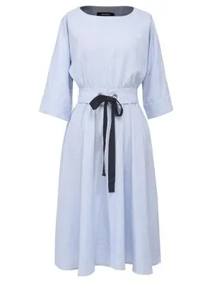 SMART AND JOY Wide-belt Flared Dress - Blue