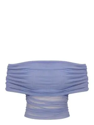 THISISU COLLECTION Sheer Cropped Strapless Top - Blue