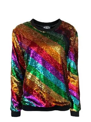 ANY OLD IRON Reversible Sequin Sweatshirt - Black/gold