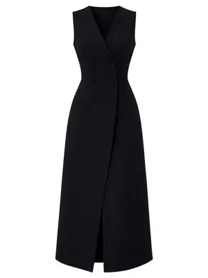 GIRL IN MIND Tailored Sleeveless Midi Dress - Black