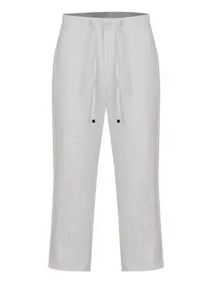 DAVID WEJ Hugo Linen Drawstring Trouser - White