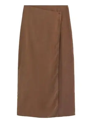 THINKING MU Selina Long Skirt - Brown