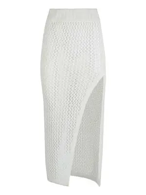 MONARCH Cara Crochet Knit Midi Skirt - White