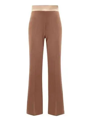 TIA DORRAINE Sandstorm Satin Waistband Flared Trousers - White