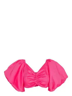 OFUURE Linen Skye Puffy Sleeve Crop Top
