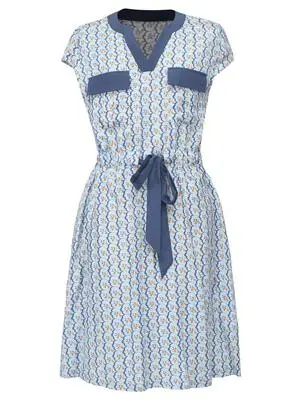 SMART AND JOY Printed Tunic Dress With Drawstring - Blue