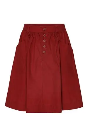 GROBUND A-line Skirt With Button Detail - Red